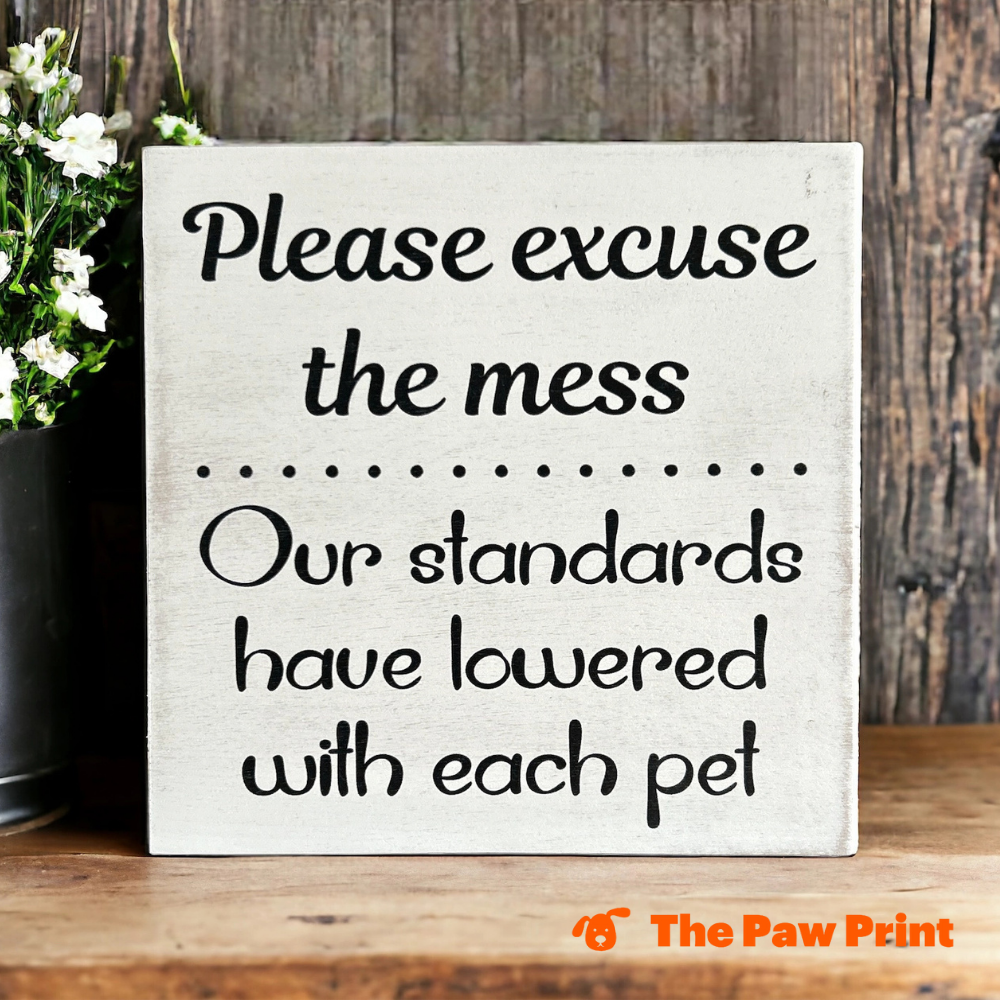 Please Excuse the Mess Funny Block Decor – The Paw Print