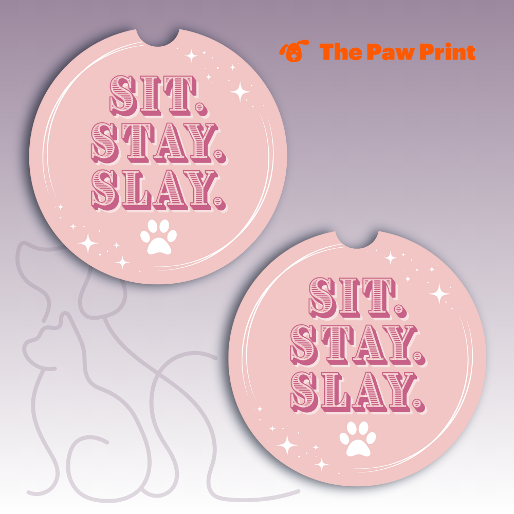 Sit, Stay, Slay Car Coasters – The Paw Print